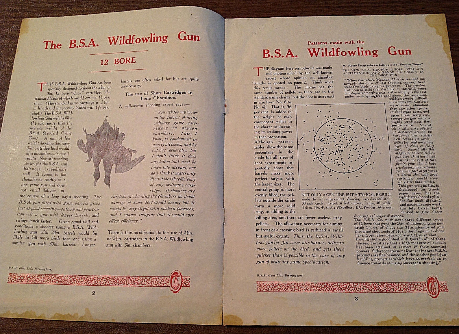 ORIGINAL THE B.S.A. 12-BORE WILDFOWLING GUN BOOKLET,